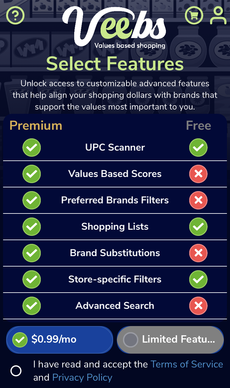 Subscription Signup – Veebs